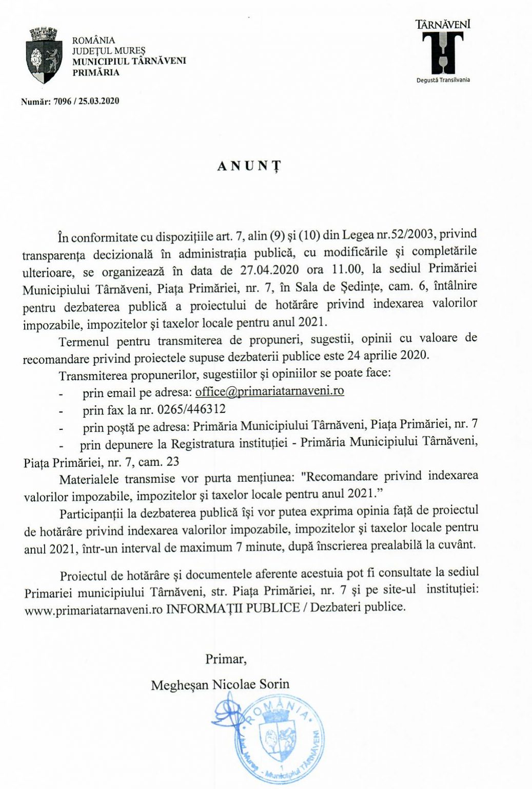 Dezbatere publica a proiectului de hotarare privind indexarea valorilor ...